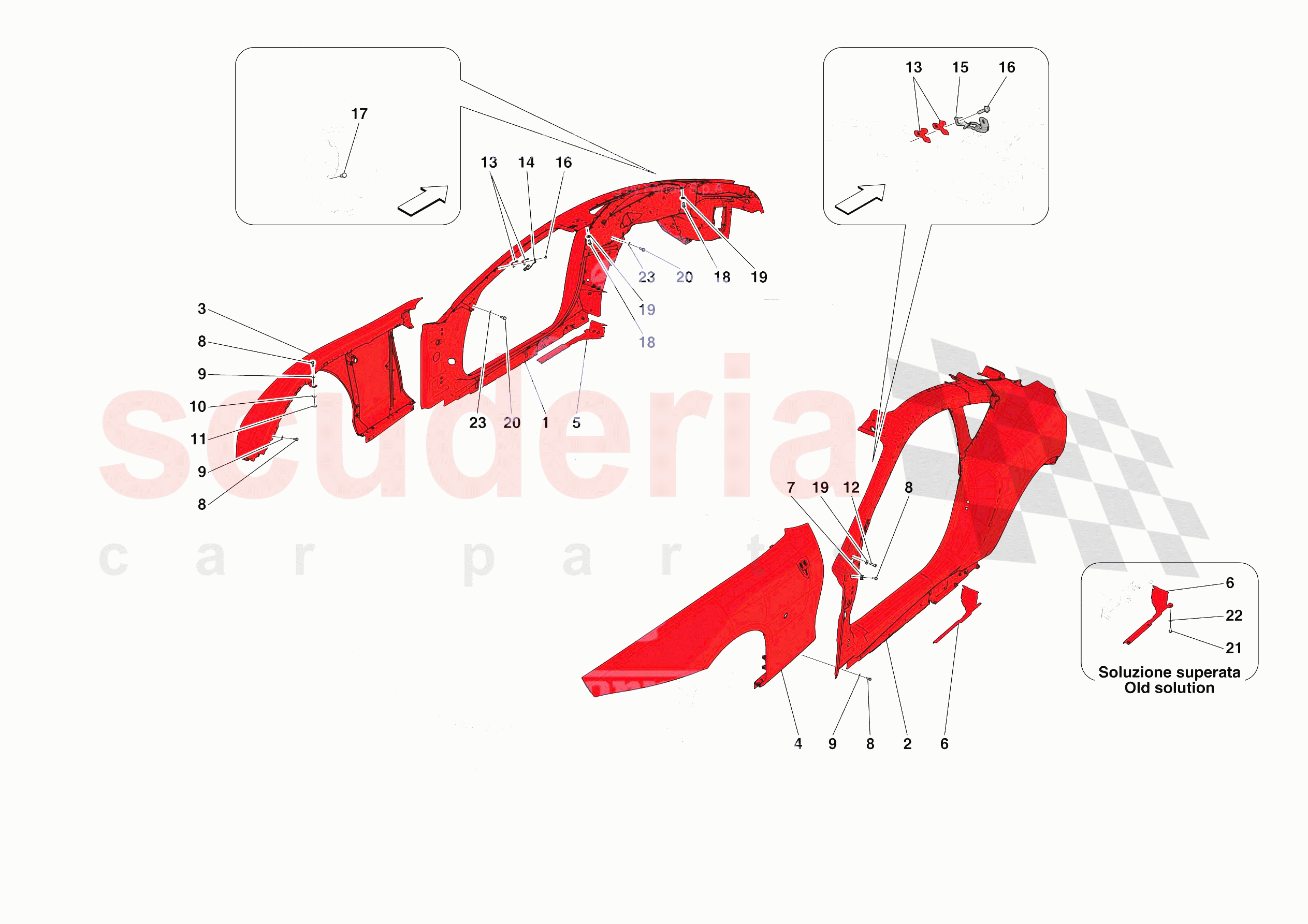 LATERAL OUTER BODYSHELL parts for Ferrari Roma Europe RH