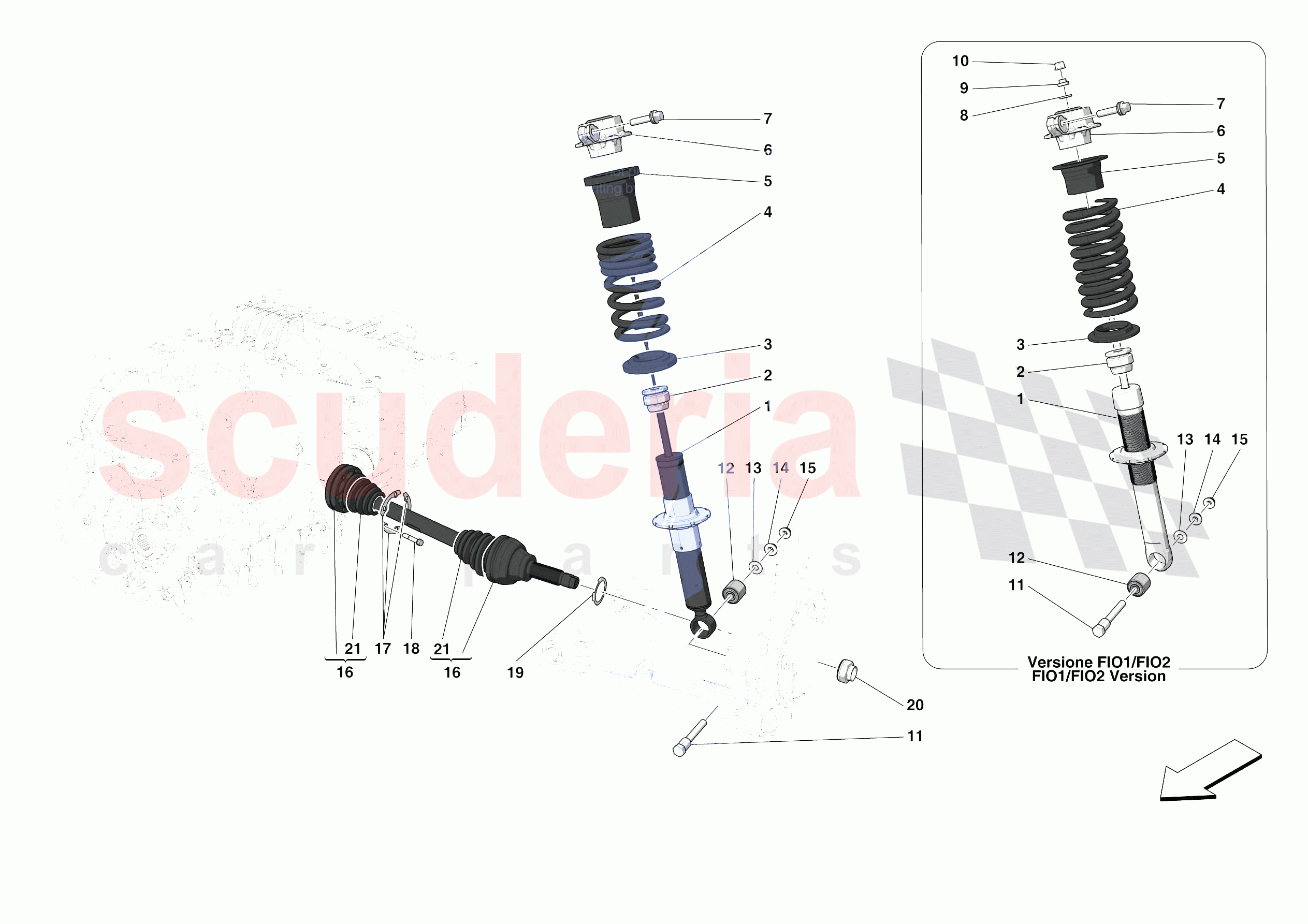 REAR SUSPENSION - SHOCK ABSORBERS parts for Ferrari SF90 Stradale Europe RH
