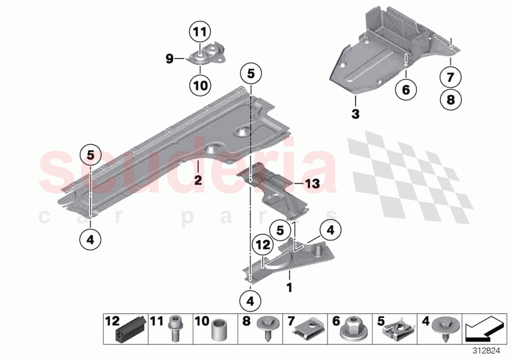 Underbody panelling rear parts for Rolls Royce Wraith RR5(2017-2023)