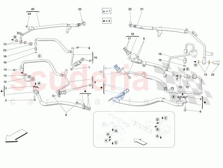 923390 Ferrari SF90 OIL DELIVERY PIPE TO RH TURBO