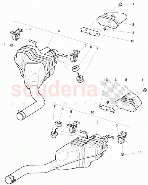 3W3253609H Exhaust muffler with, exhaust flap for Bentley Continental ...